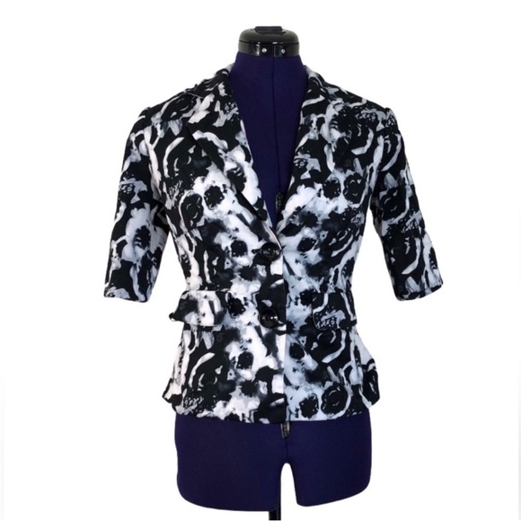Jackets & Coats | The Black Shop Black And White Floral Womens Jacket ...